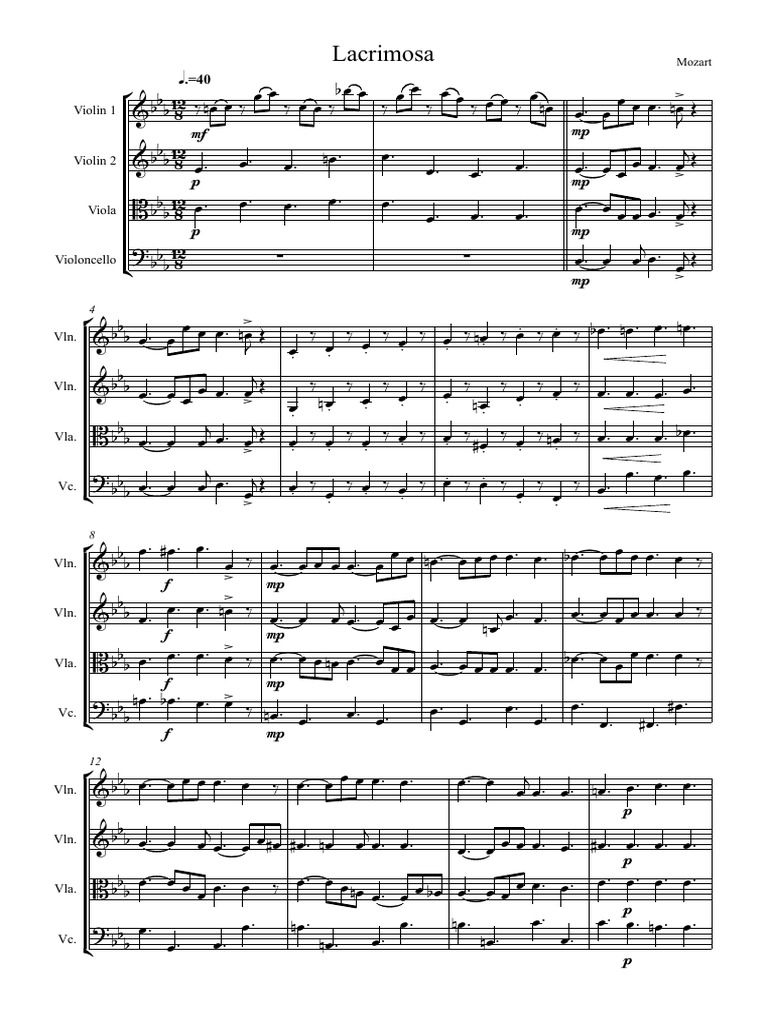 Lacrimosa - Mozart | PDF