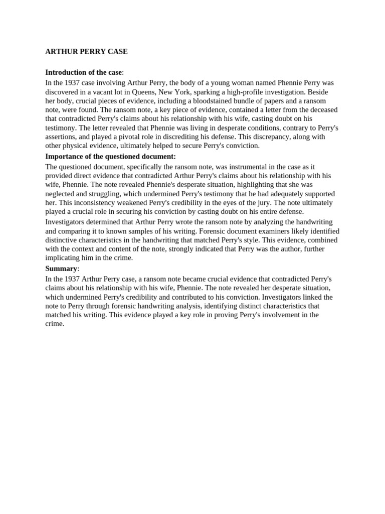 Arthur Perry Case | PDF