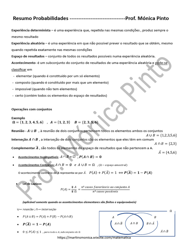 Resumo Probabilidades | PDF