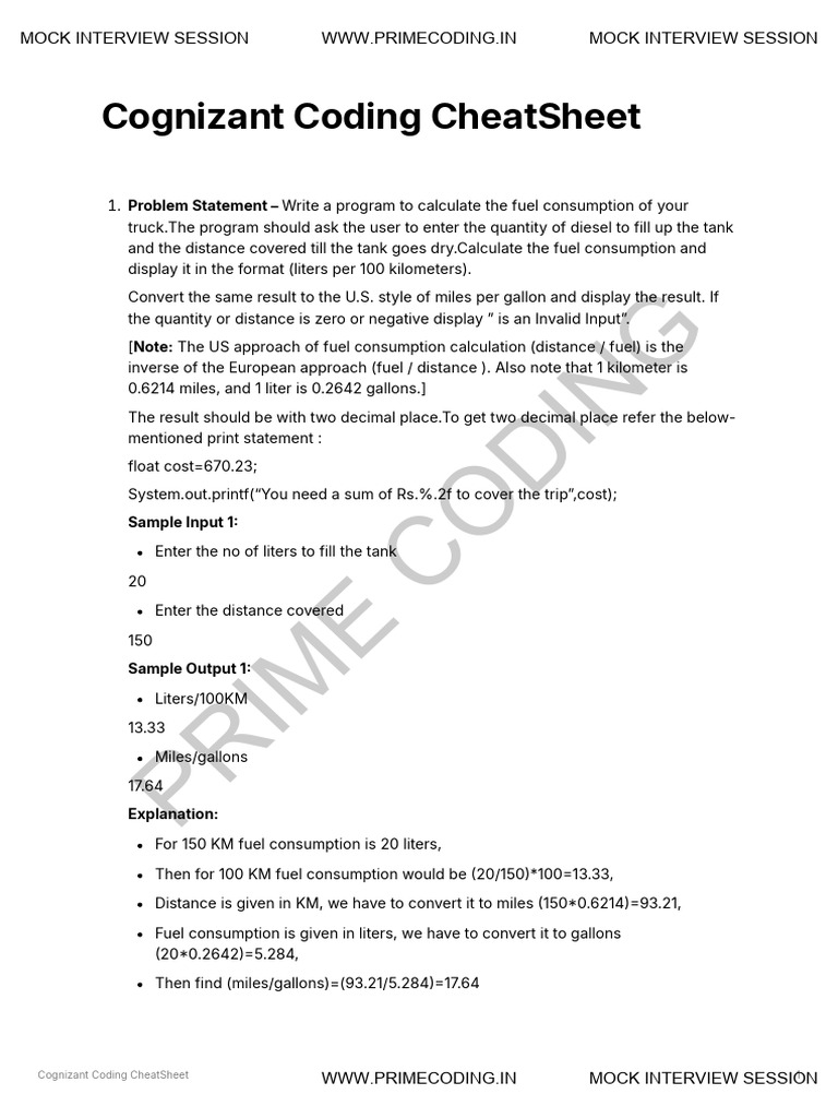 Cognizant Coding CheatSheet | PDF