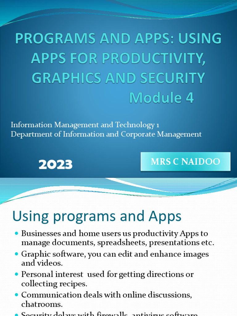 Introduction To Computers Module 4 Semester 2-2023 | PDF | Application Software | Databases