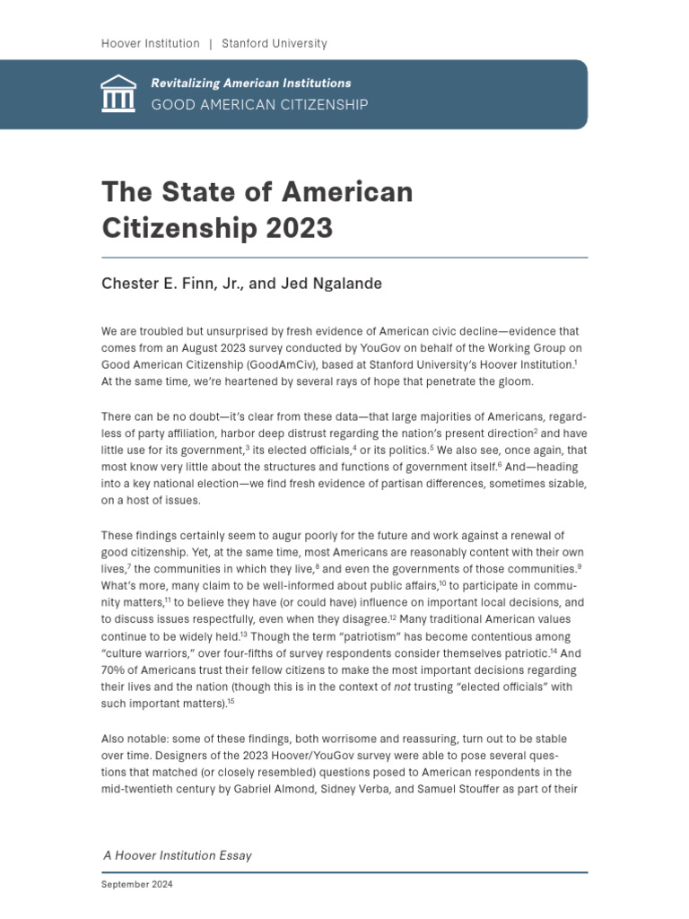 The State of American Citizenship 2023 | PDF | Republican Party (United ...