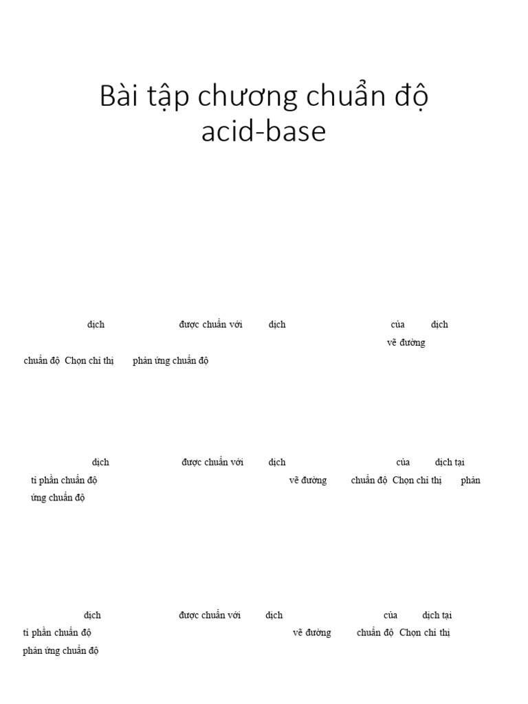 Bài tập chương chuẩn độ acid-base | PDF