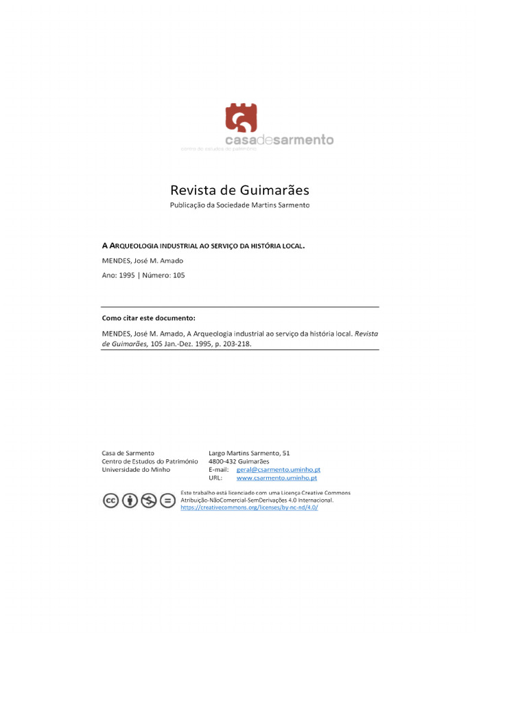 A Arqueologia Industrial Ao Serviço Da História Local. Revista de ...