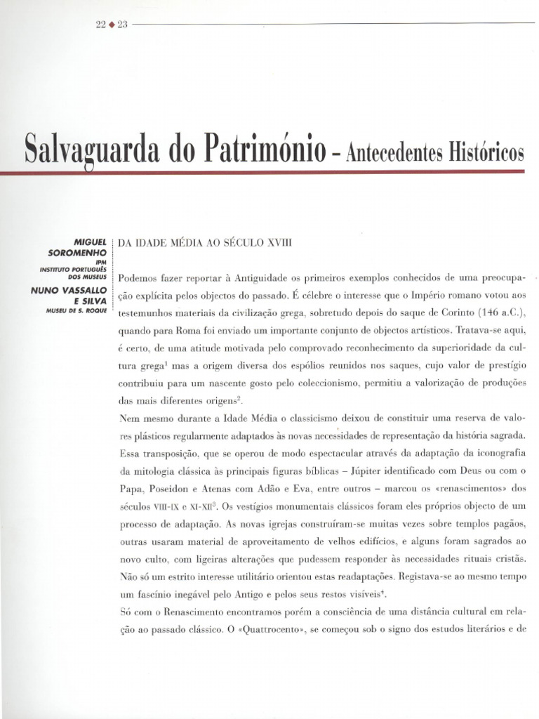 Da Idade Média Ao Século XVIII - Miguel Soromenho (Salvaguarda Do ...