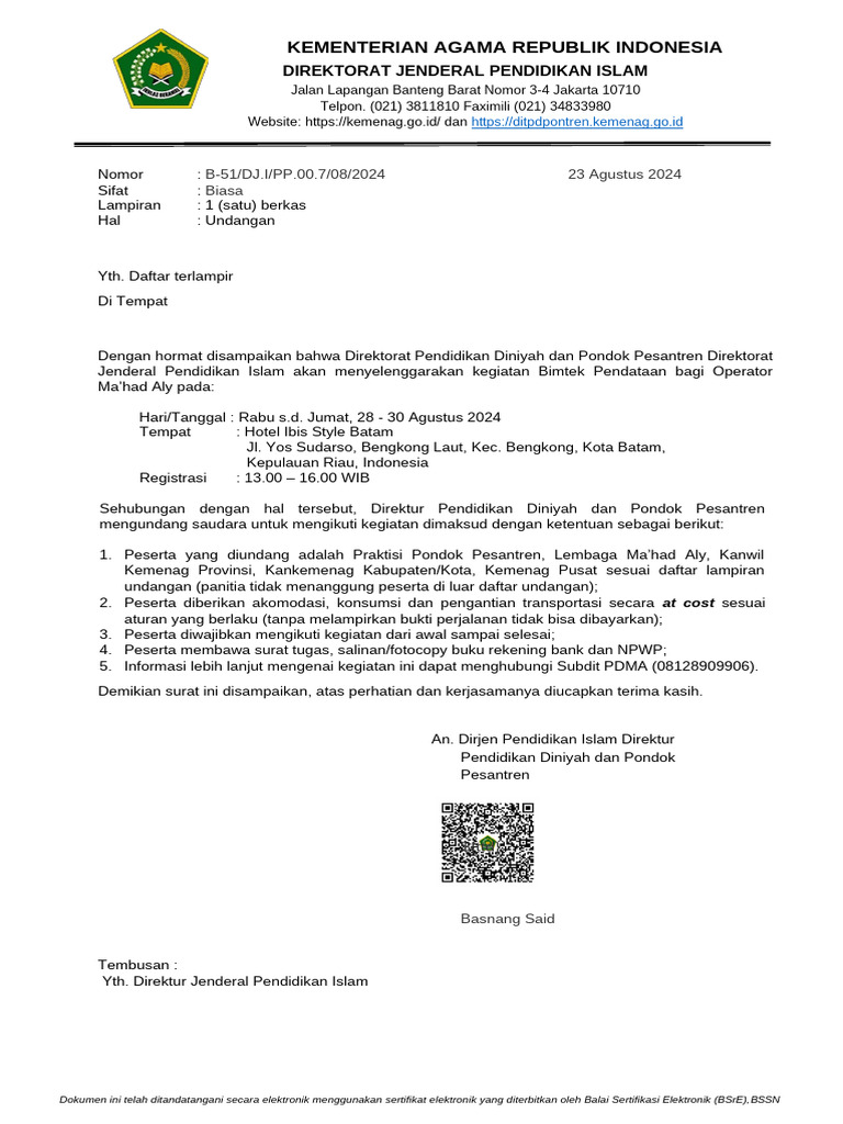 Ataan Bagi Operator Lembaga Ma'had Aly | PDF