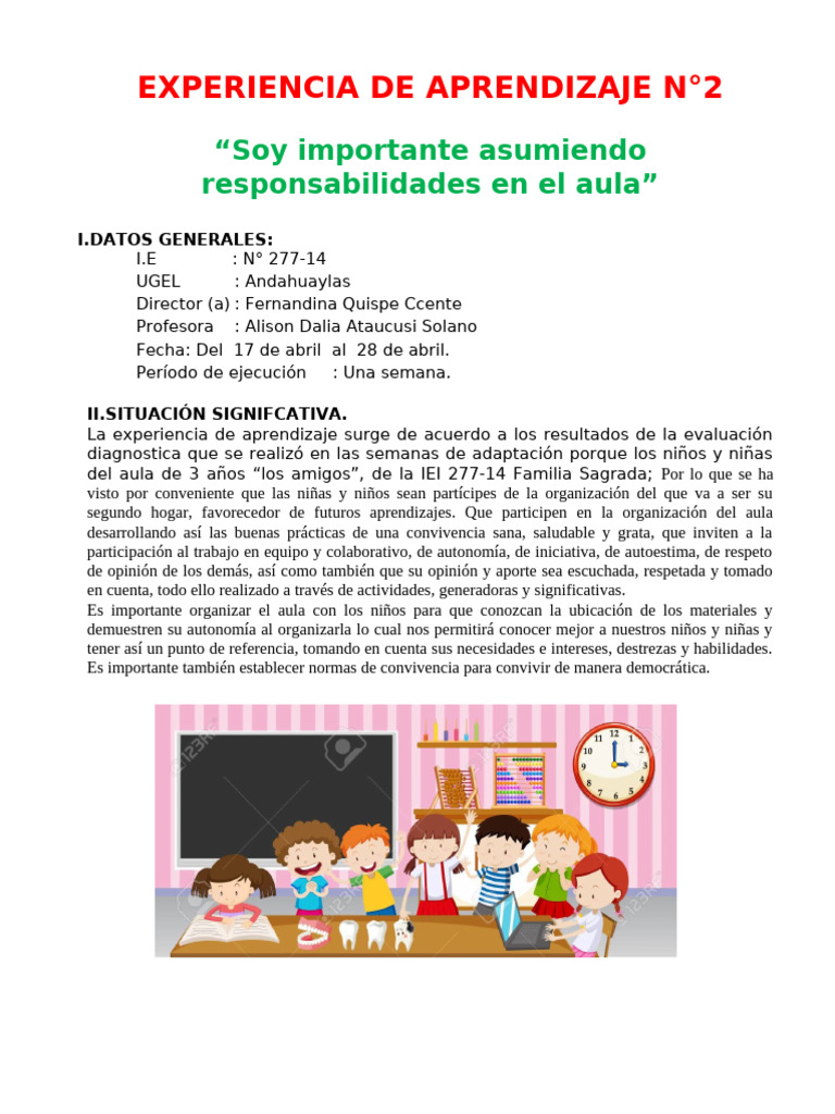 2 Experiencia de Aprendizaje | PDF | Aprendizaje | Evaluación