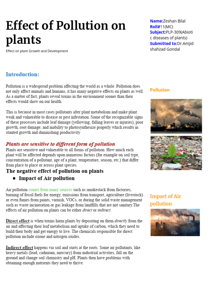 Effect of Pollution On Plants | PDF