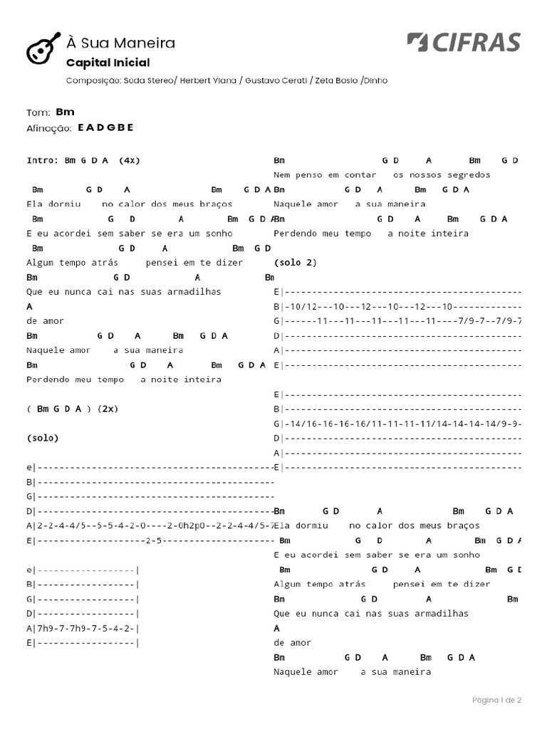 CIFRAS Cifra Capital-Inicial A-Sua-Maneira | PDF