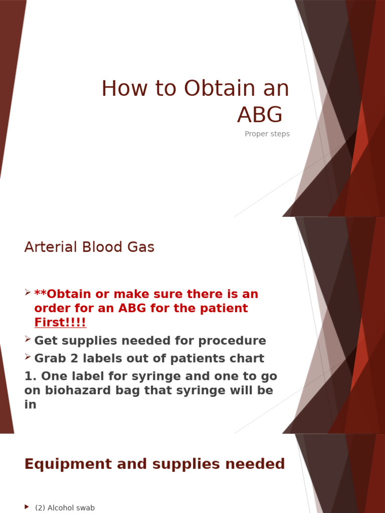 RCP 111 - Lab How To Obtain An ABG | PDF | Syringe | Wellness