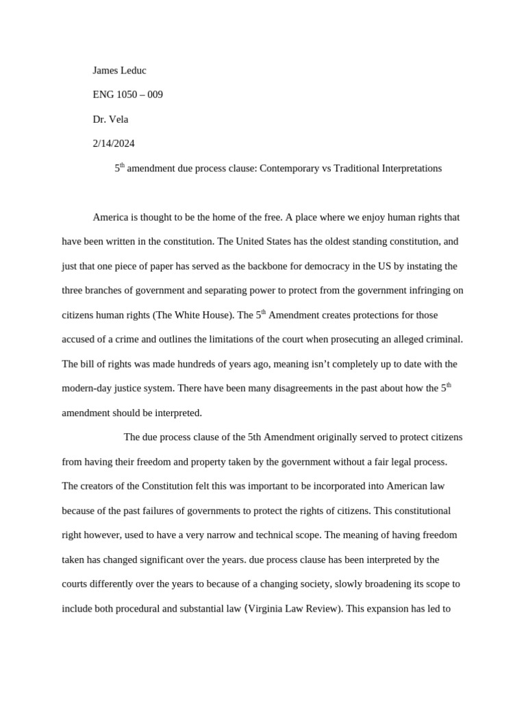 5th Ammendment - Contemporary Vs Conventional Interpretations | PDF ...