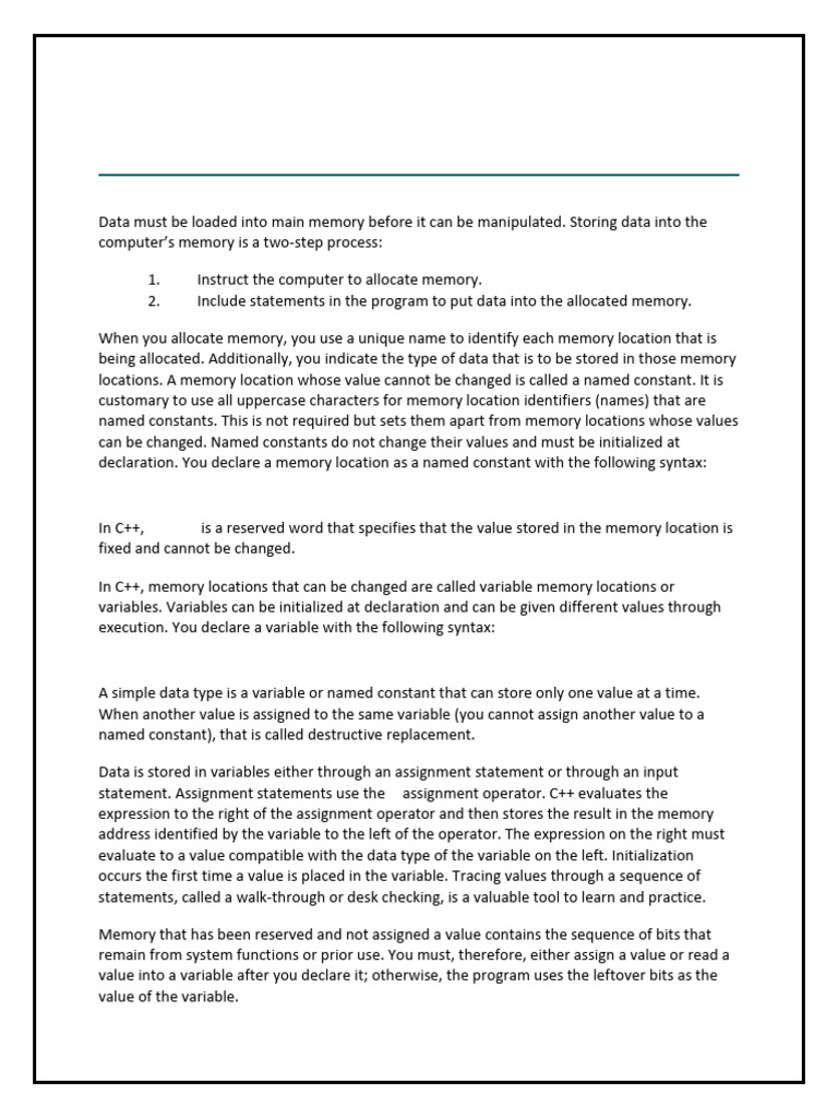 Lab 2 4 Using Cin Allocating Memory and Writing Assignment | PDF