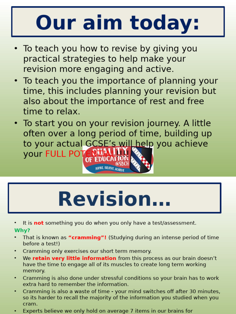 Y8 Revision Tips and Timetable Planning Website | PDF