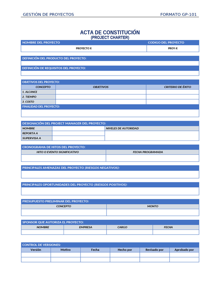 GP-101 ACTA DE CONSTITUCIÓN | PDF