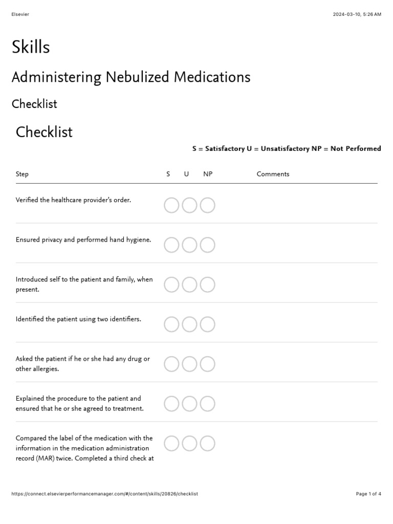 Nebulizer Check List | PDF