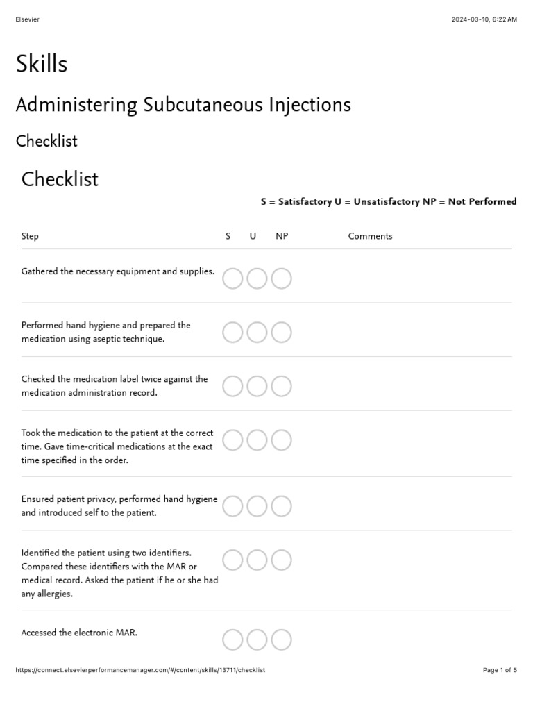 Checklist Subcut | PDF