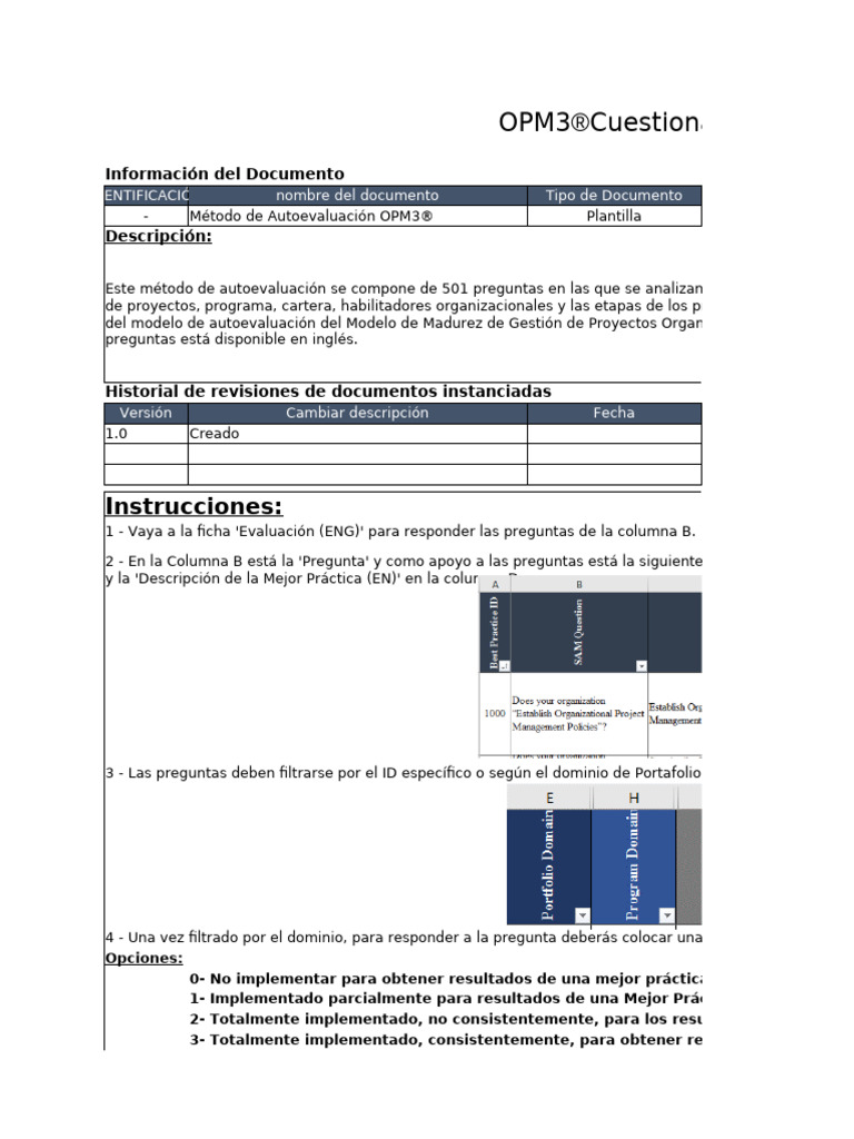 OPM3 Self Assessment Method ESPAÑOL | PDF