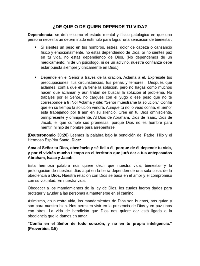 De Quien Depende Tu Vida | PDF