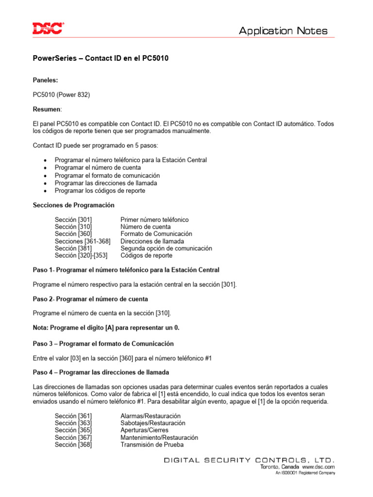 Contact ID PC5010 r001 | PDF