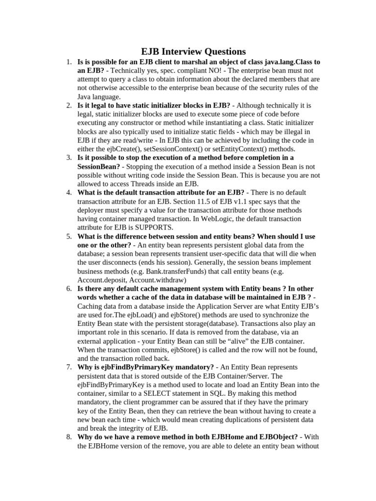 EJB Interview Questions | PDF