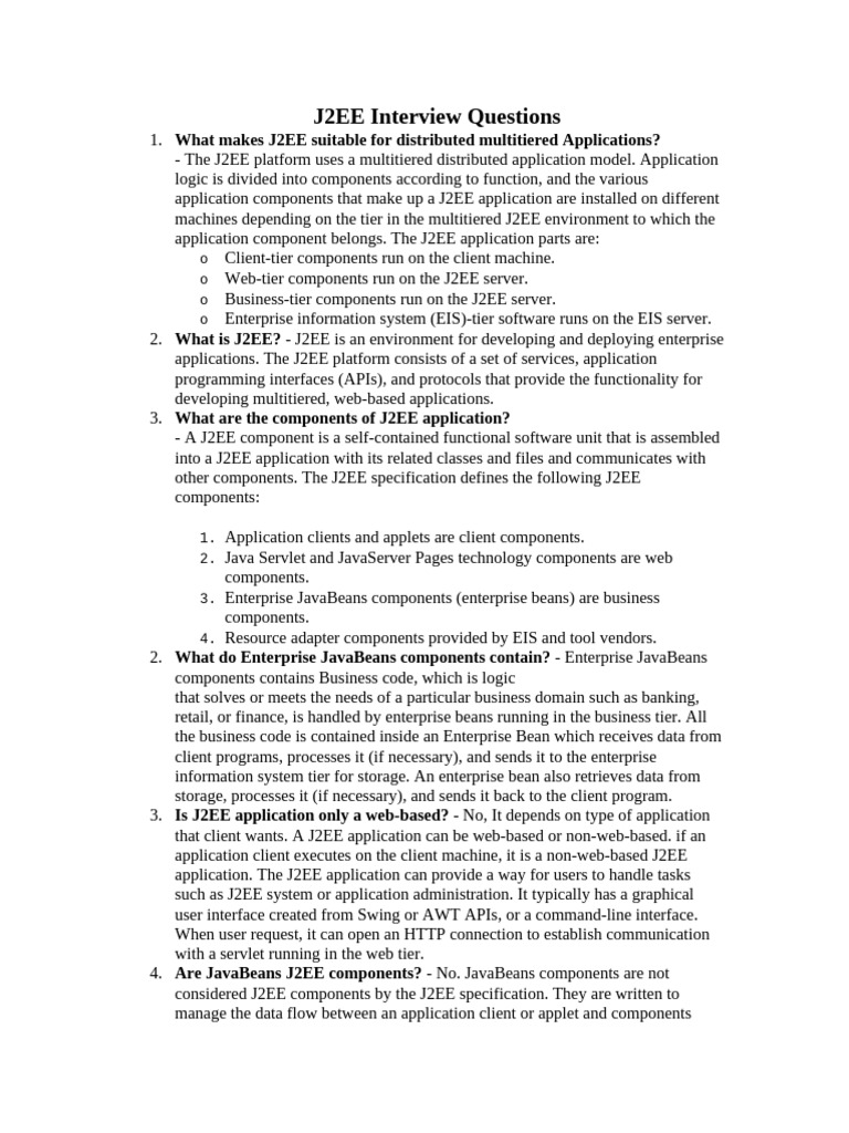 J2EE Interview Questions | PDF