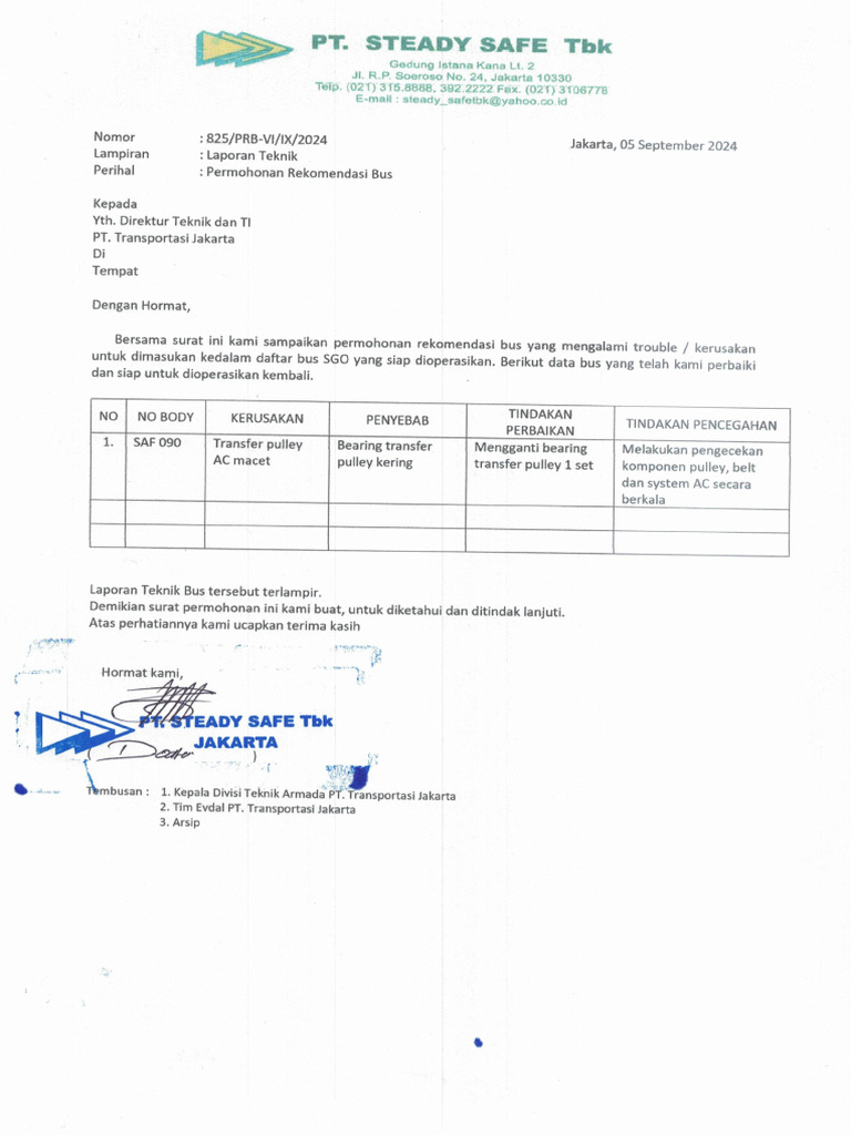 Surat Permohonan Rekomendasi Unit SAF 090 - 0001 | PDF
