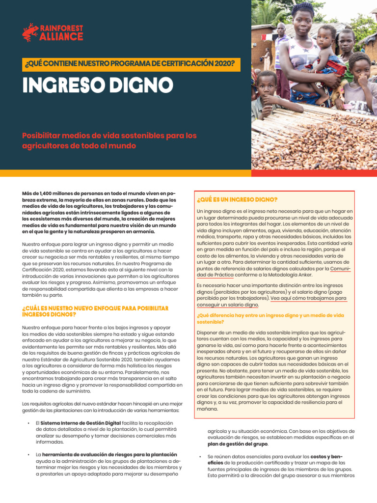 2020 Certification Program Living Income Esp | PDF
