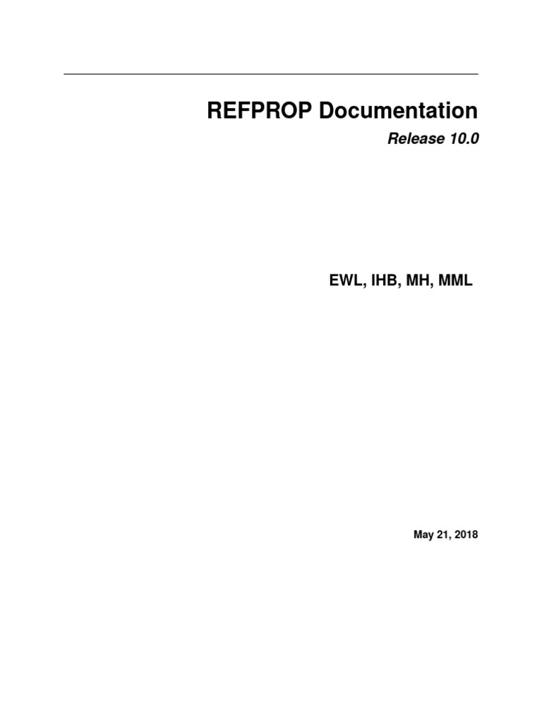 Refprop 10 A | PDF