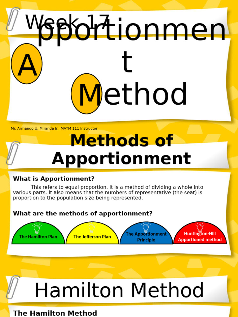 Week 15 Hamilton Method Majority Vs Plurality Borda Count Method | PDF ...