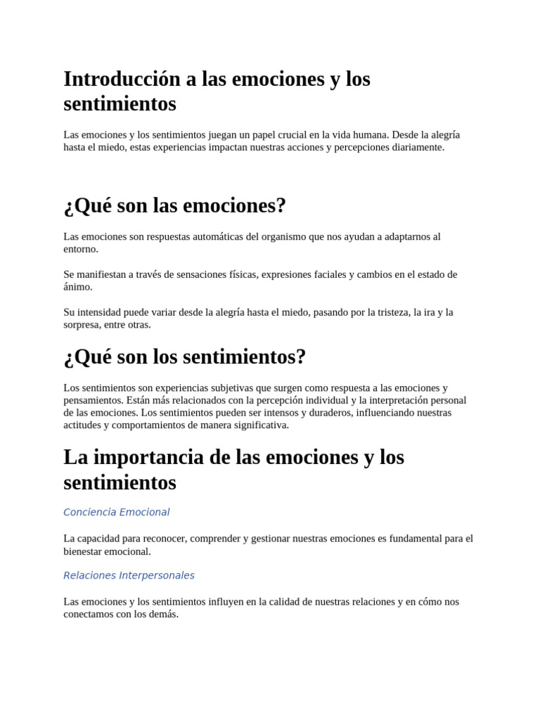 Introducción A Las Emociones y Los Sentimientos | PDF