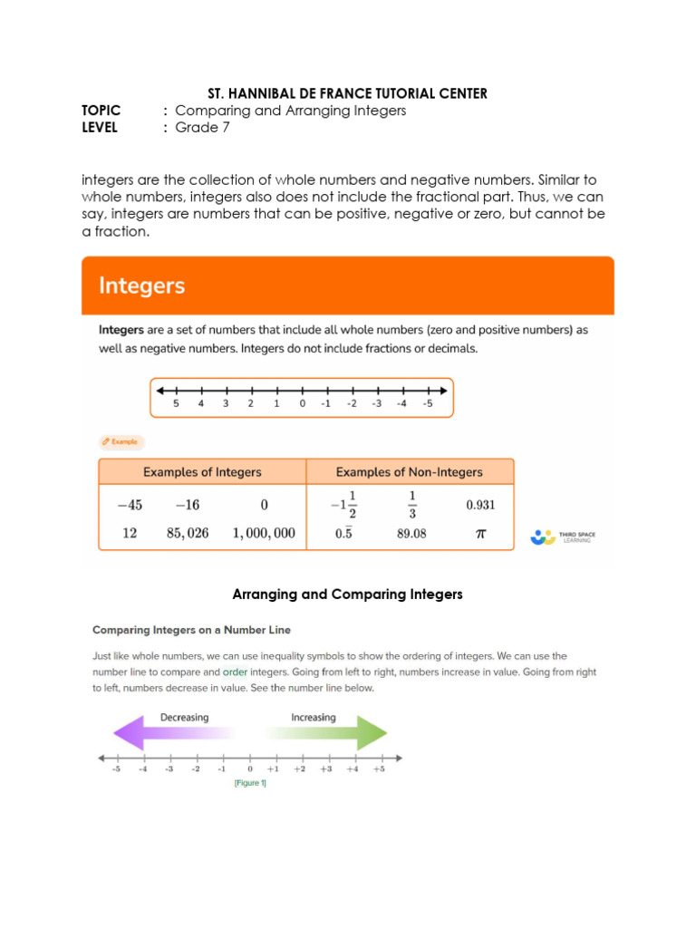 Math Module 1 - Comparing and Ordering Integers | PDF