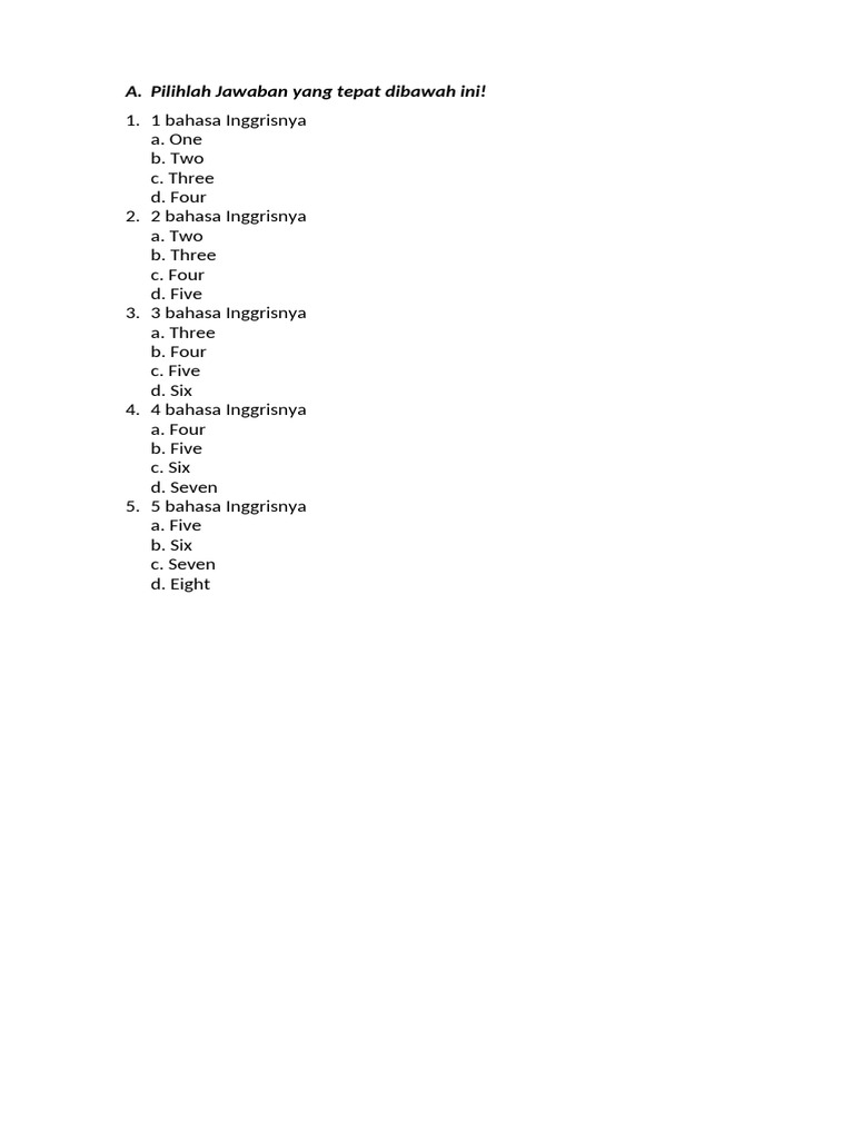 Kisi-Kisi Soal Kelas 2 | PDF