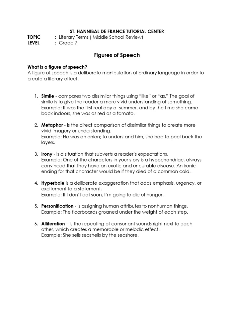 ELA Module 1 - Literary Devices | PDF