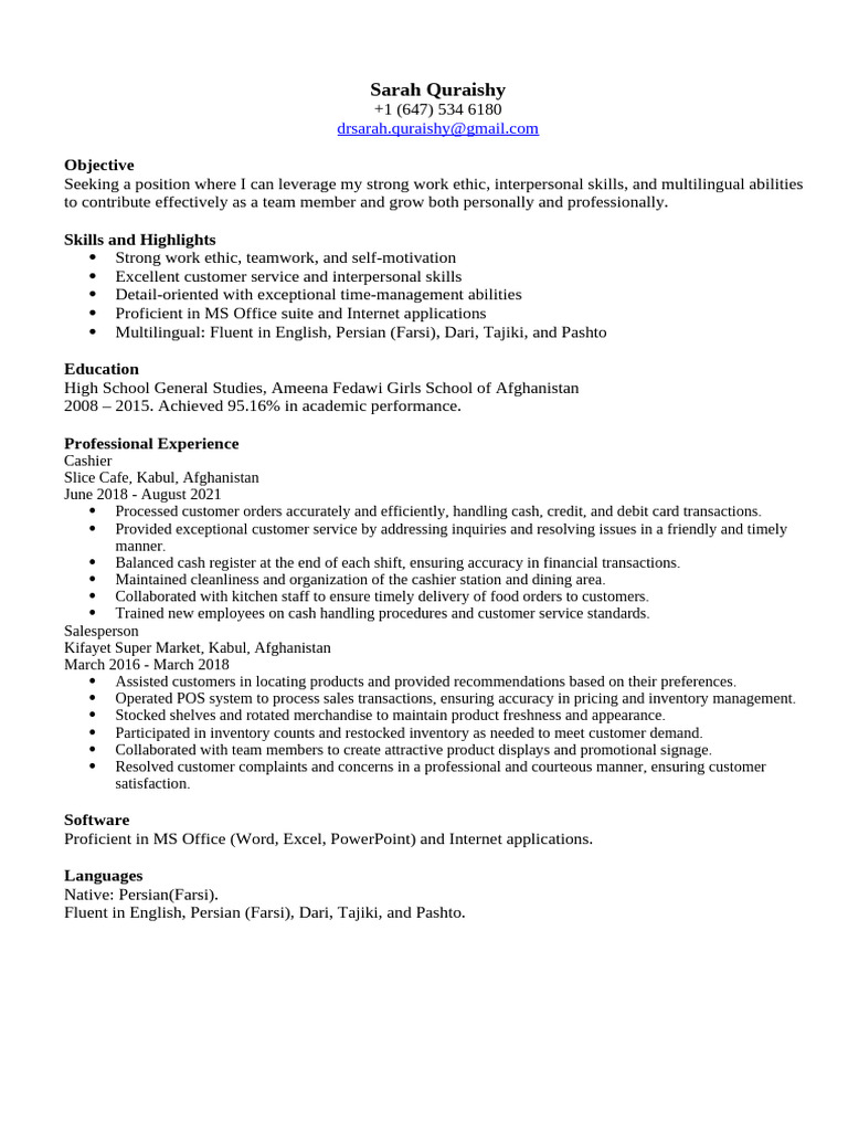 Sarah Quraishy CV New | PDF