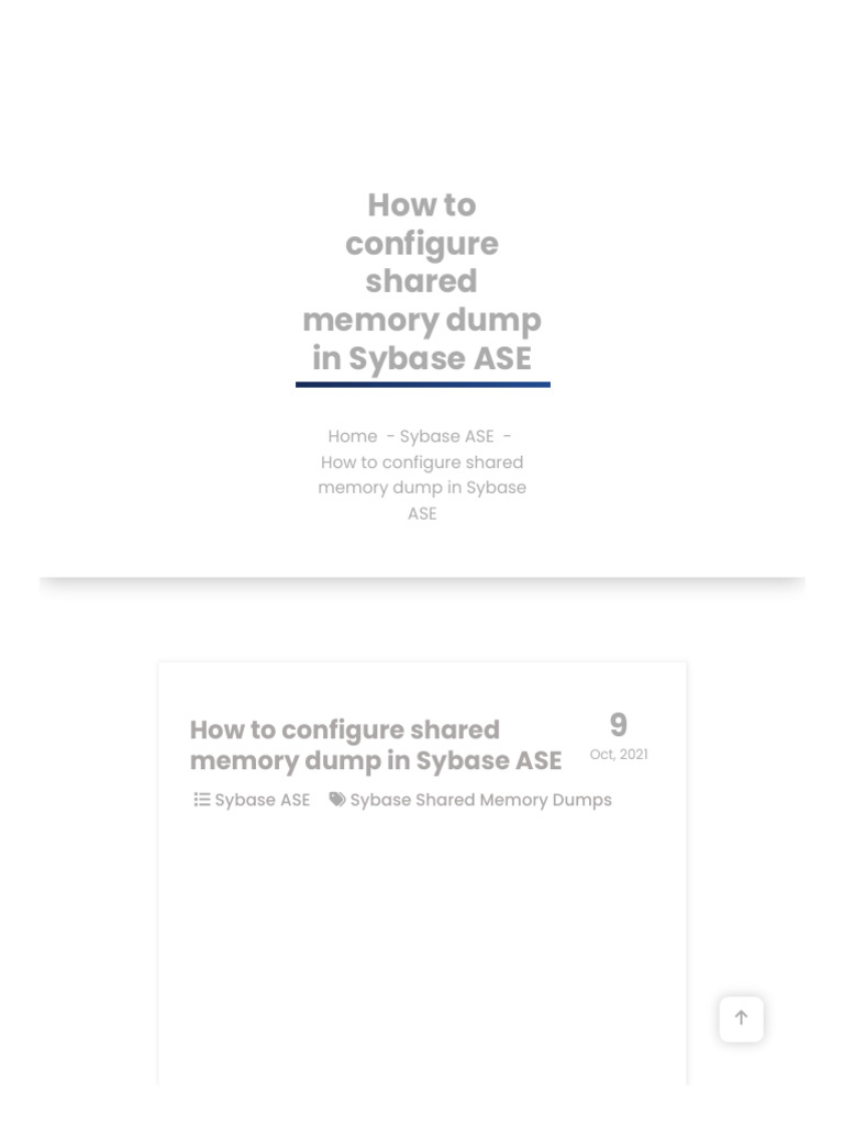How To Configure Shared Memory Dump in Sybase ASE - Dbalyfe | PDF