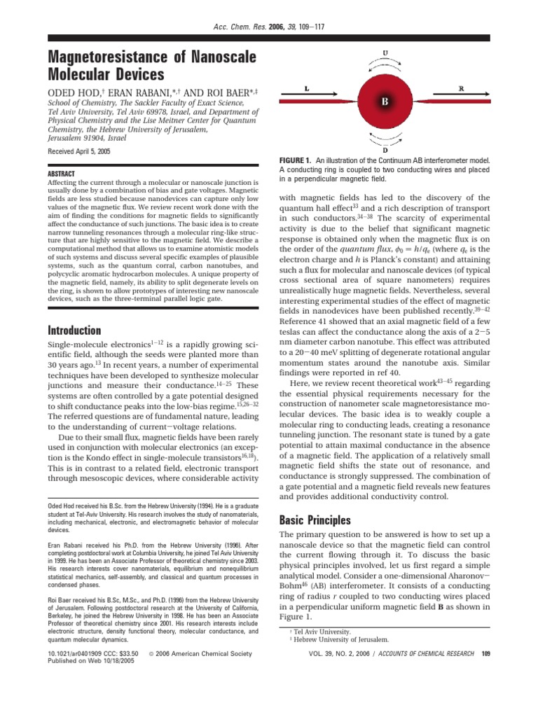 Ode Hod, Eran Rabani and Roi Baer - Magnetoresistance of Nanoscale ...