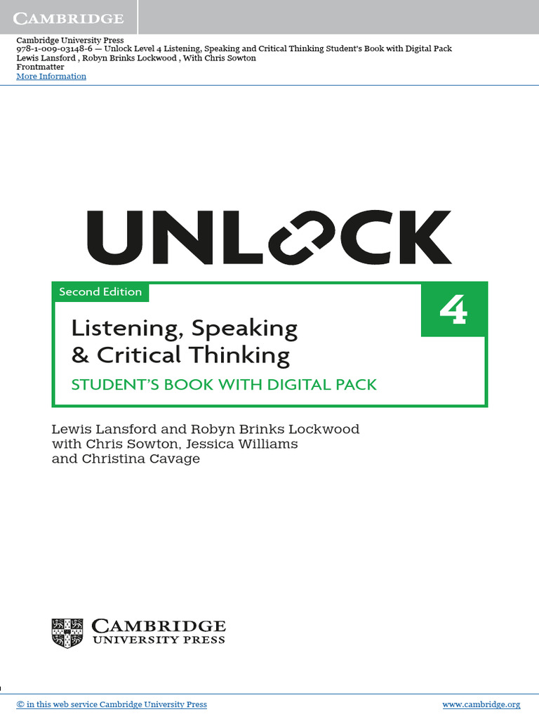 Unlock 4 Student's Book With Digital Pack | PDF | Preposition And ...
