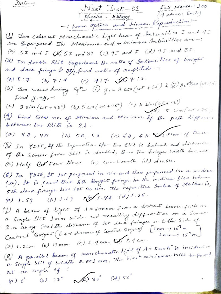 Neet Test 1 | PDF