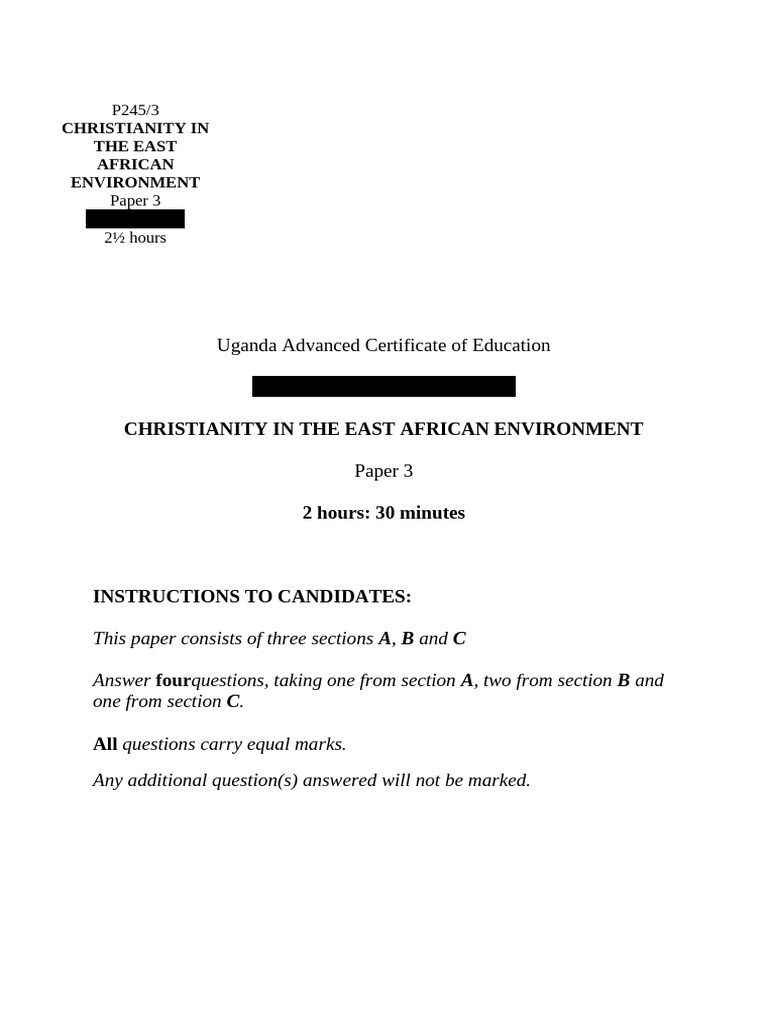 Divinity Paper 3 | PDF