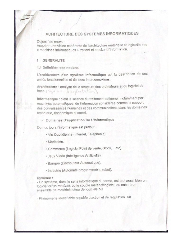 Achitecture Des Systemes Informatiques | PDF