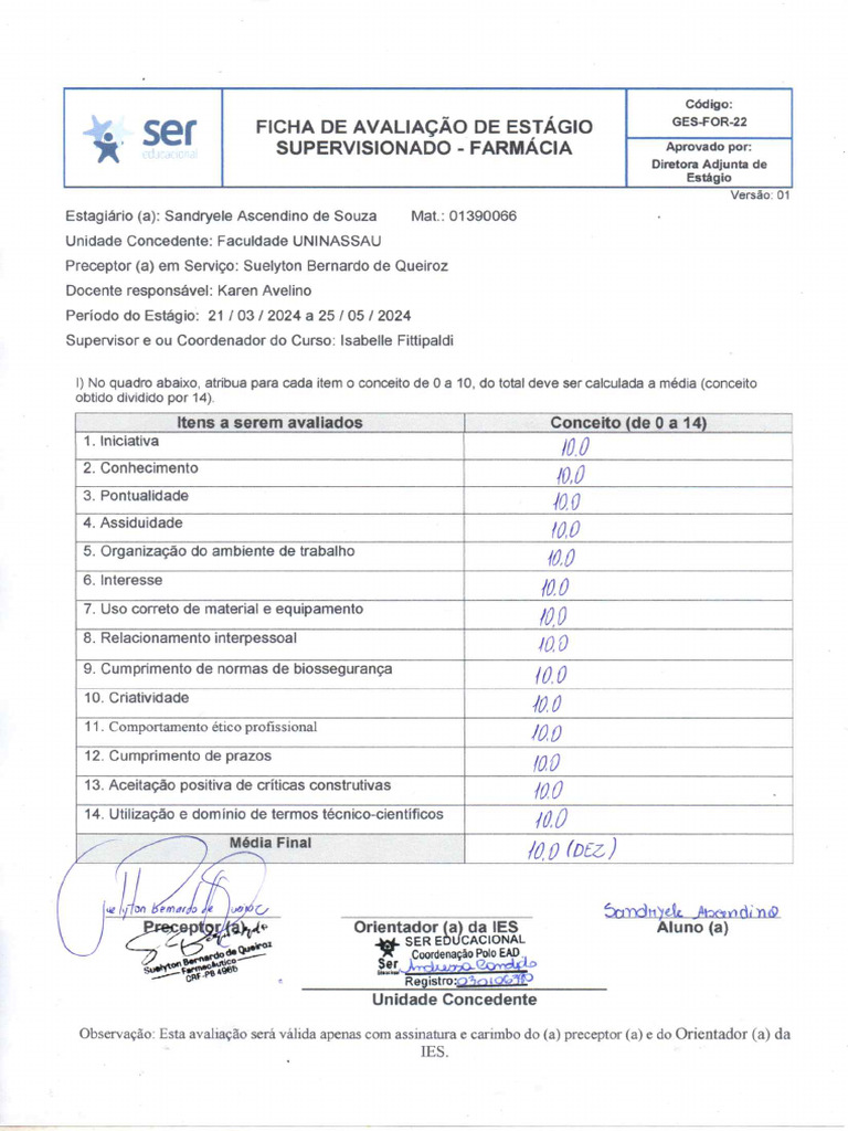 Ficha de Avaliação | PDF