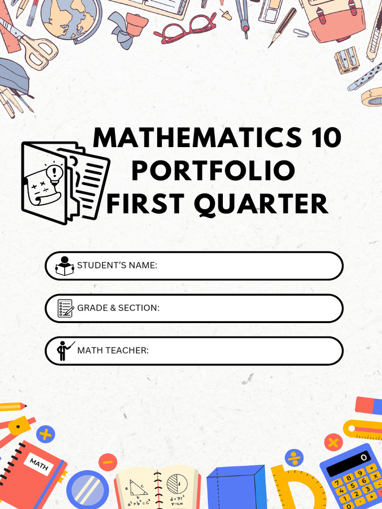 Math Portfolio Cover A4 | PDF