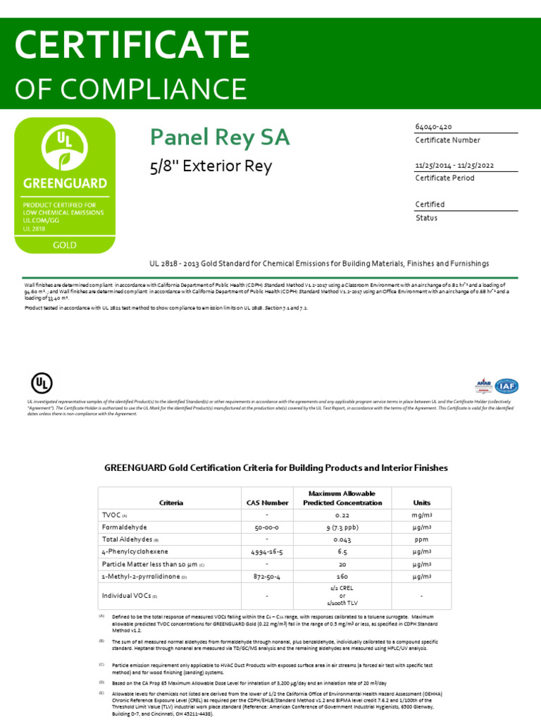 Certification GreenGuard MEX | PDF
