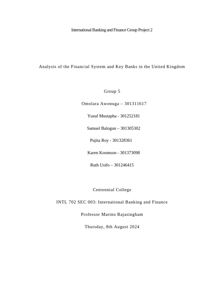 International Banking Group Project 2 - Group 5 | PDF