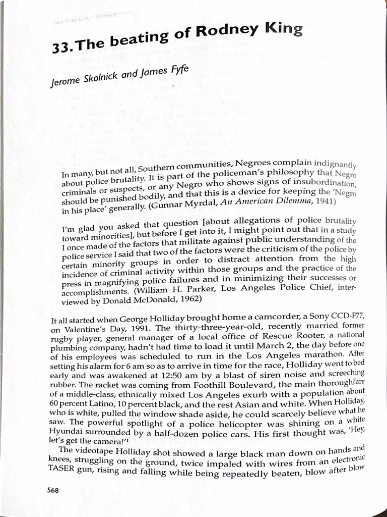 The Beating of Rodney King, Skolnick & Fyfe, 1993 | PDF