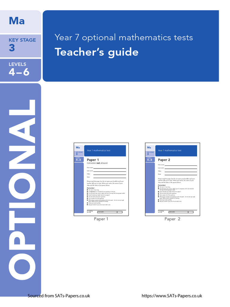 Year 7 Optional 2011 Mathematics Levels 4 6 Marking Scheme | PDF