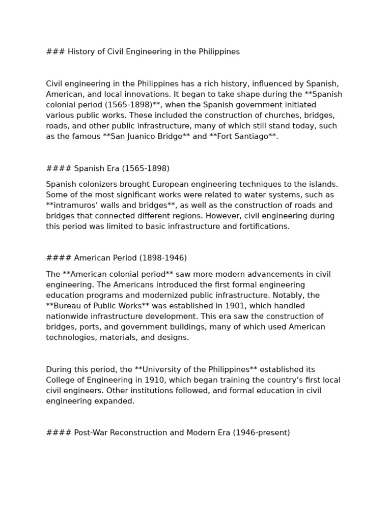 Civil Engineering History in the Philippines | PDF | Engineering