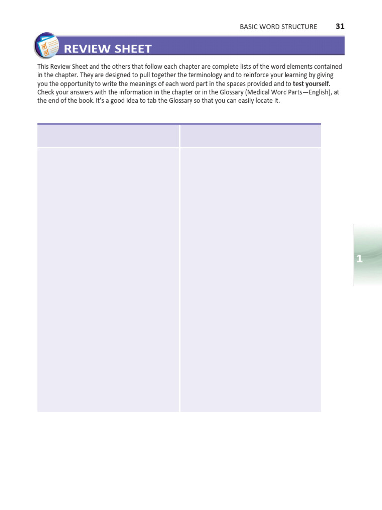EXERCISE DONE REVIEW SHEET CHAPTER 1-The Language of Medicine | PDF