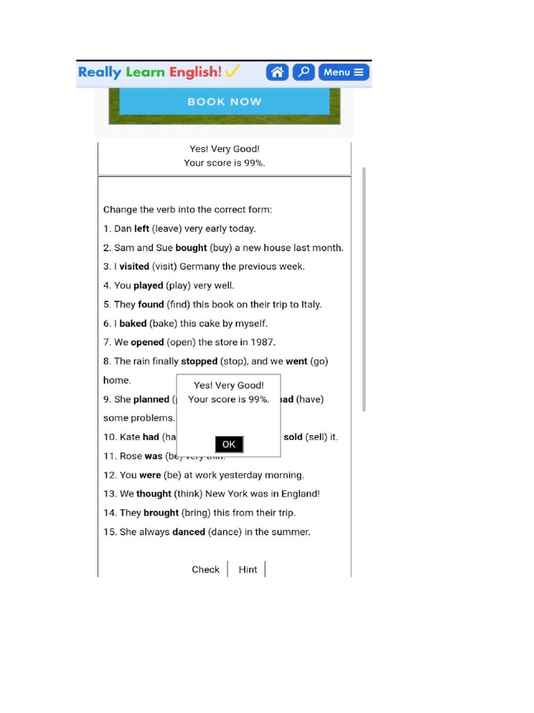 Simple Past Review Exercises | PDF