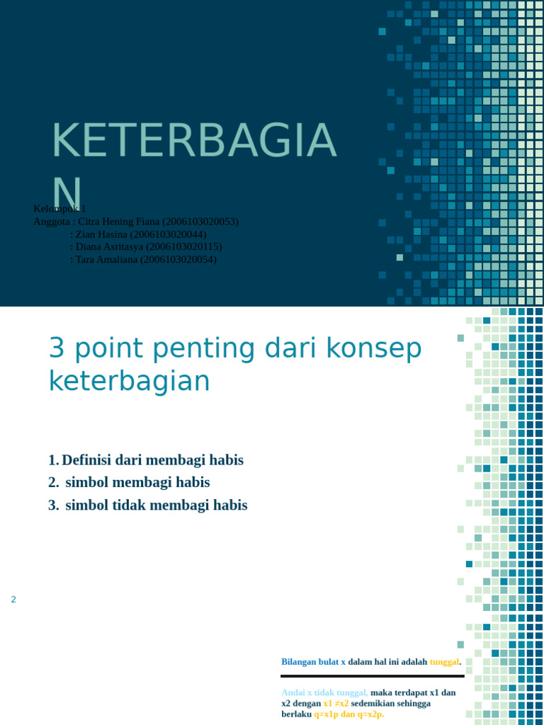 Teori Bilangan 02 KLP 01 Keterbagian | PDF